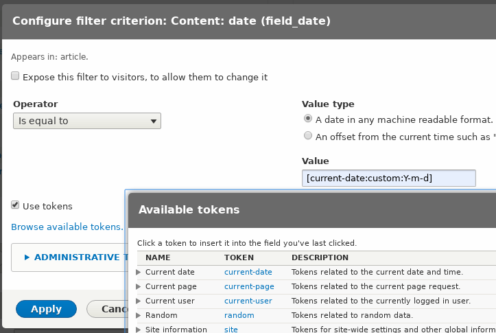 Tokens in Views Filter Criteria | Drupal.org Tokens in Views Filter Criteria | Drupal.org